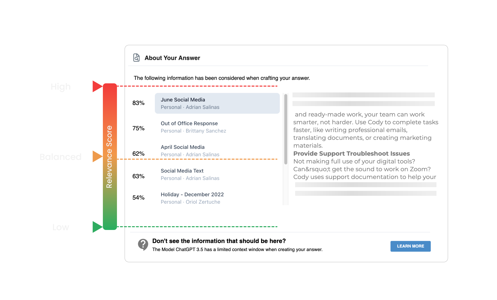How Does Cody Generate Responses Using Your Documents?